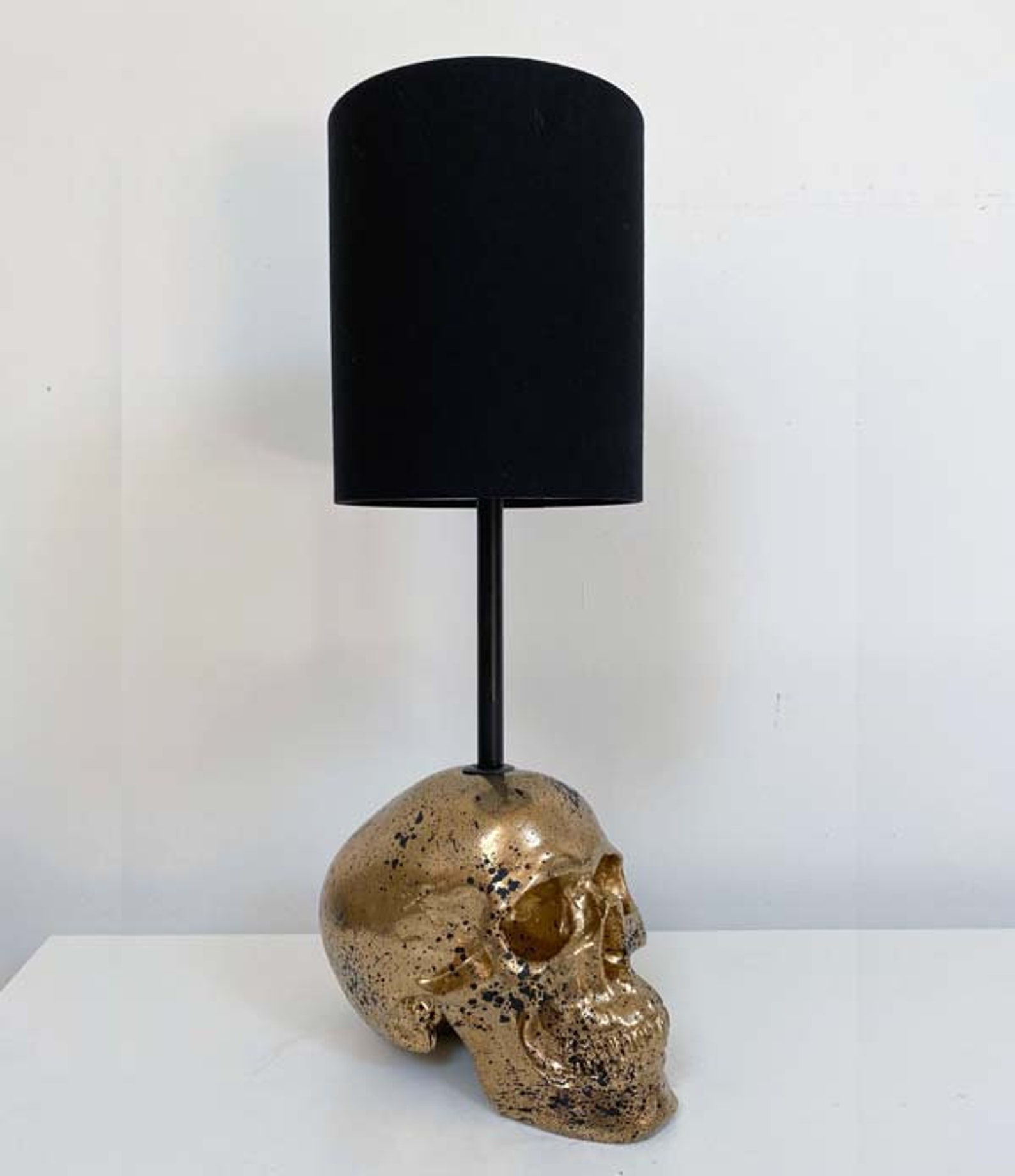 Gold & Black Splatter Lamp // Skull Decor // Table Lamp | Etsy