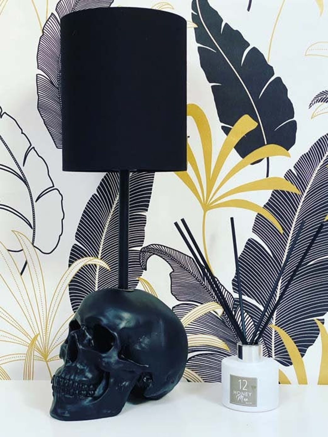 Black Skull Lamp // Skull Decor // Skull Lamp // Handmade by Haus of ...
