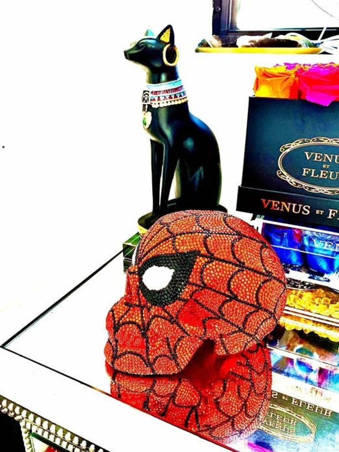 Spider-man Rhinestone Skull // Skull Decor // Handmade by Haus of ...