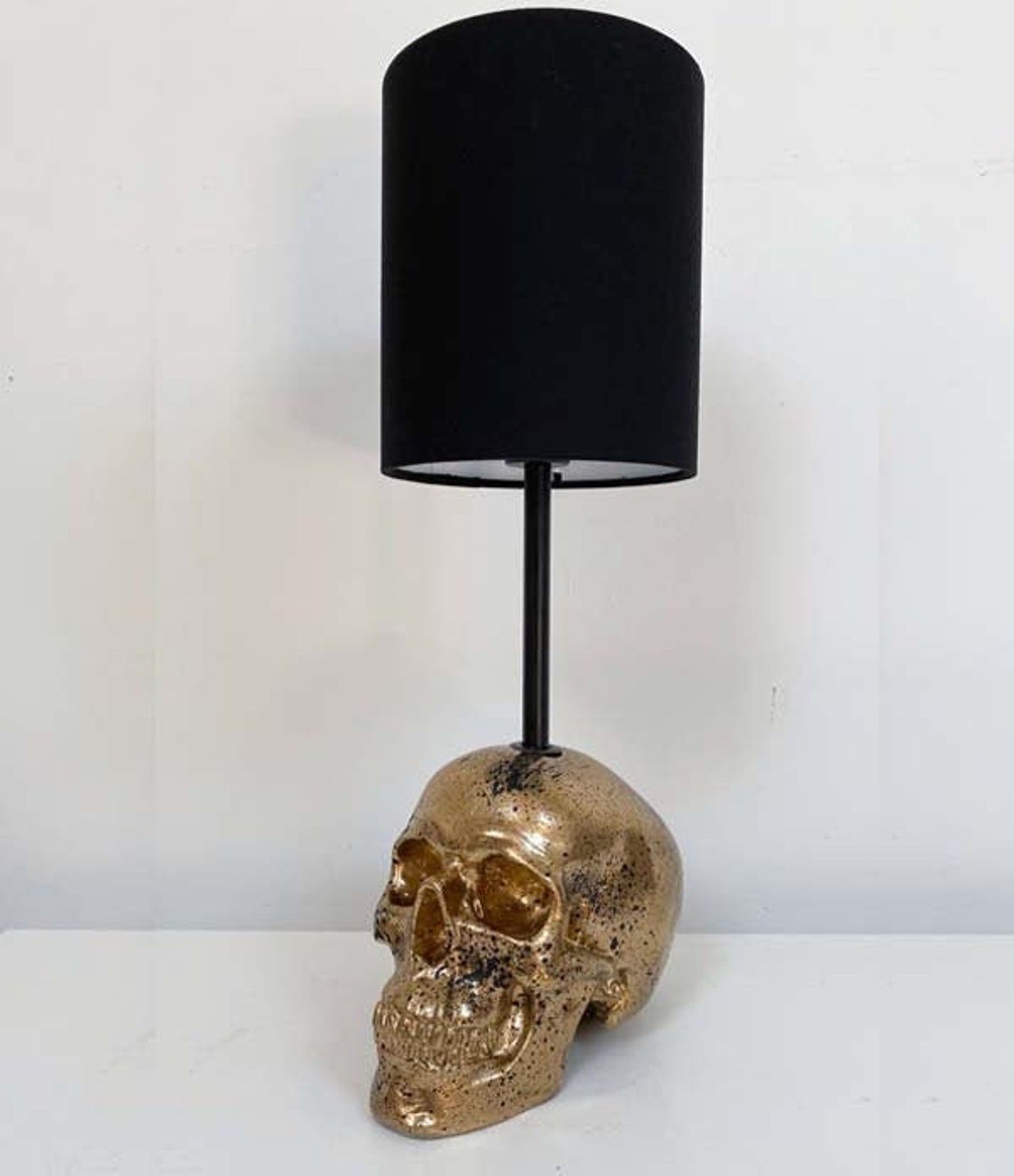 Gold & Black Splatter Lamp // Skull Decor // Table Lamp | Etsy