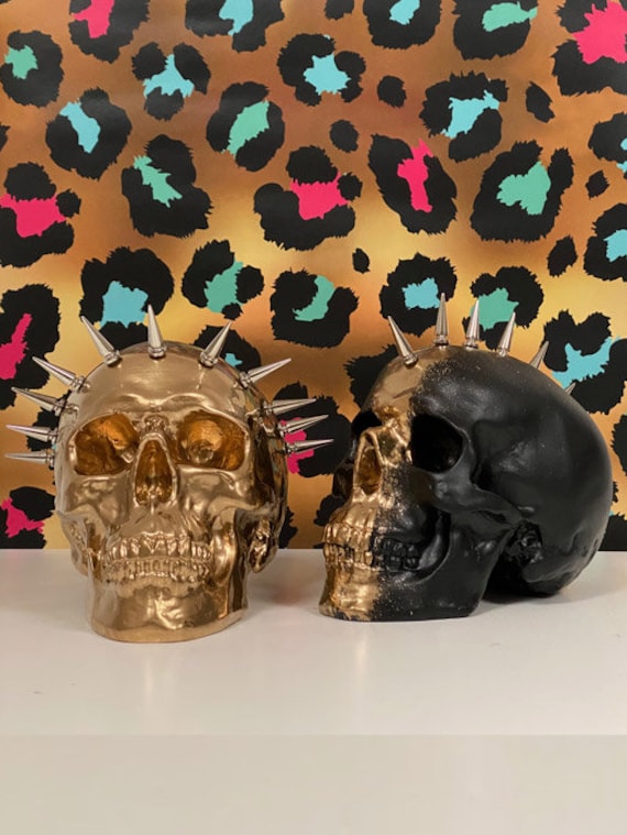 Mohawk Skull // Skull Decor // Gothic Decor // Handmade by - Etsy