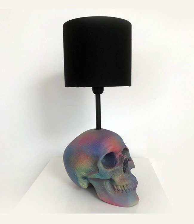 Rainbow Splatter Lamp // Skull Decor // Skull Lamp // Handmade by Haus ...
