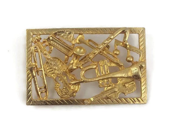 Vintage Ultra Craft Gold Tone Musical Instrument Broo… - Gem