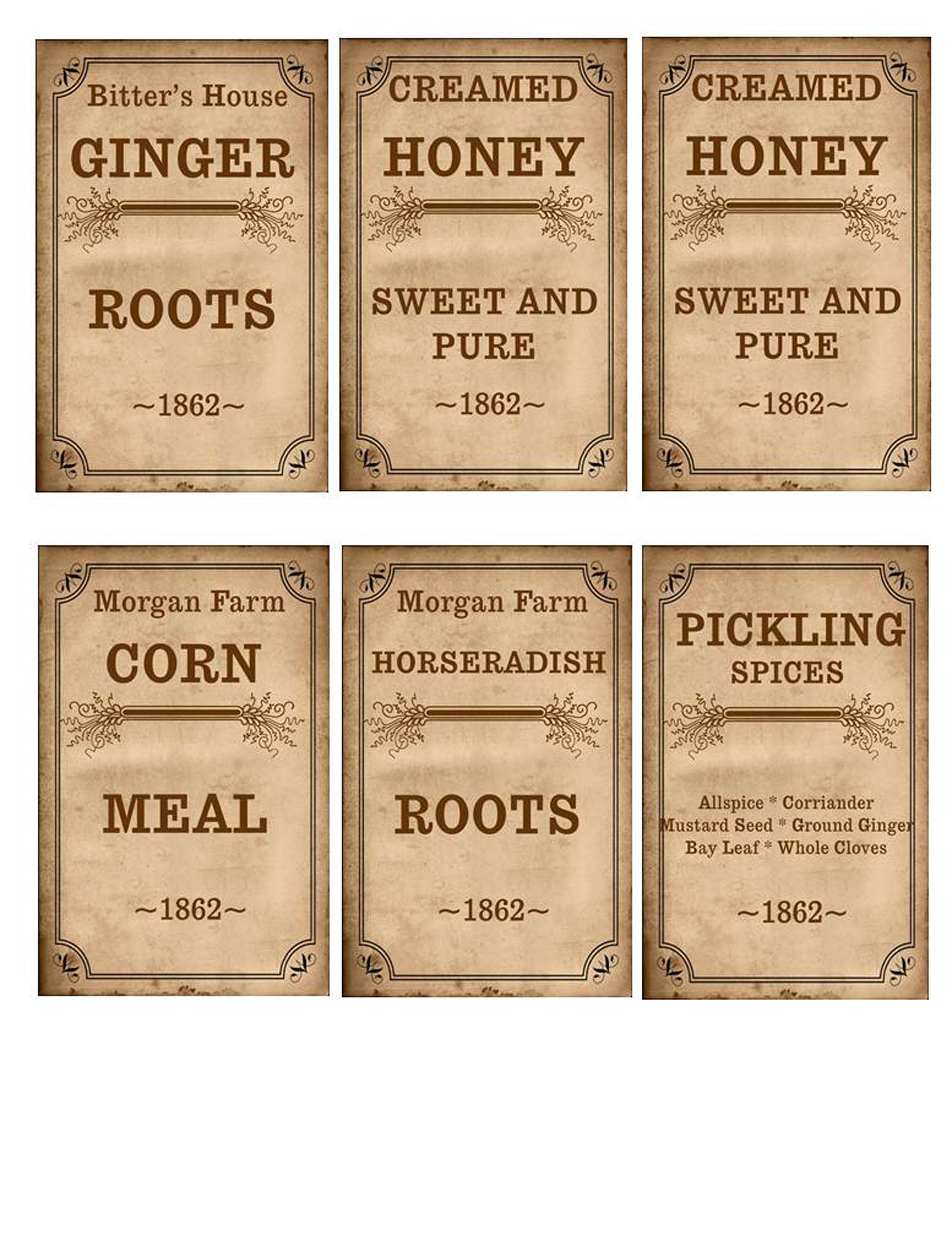 Vintage Primitive Farmhouse Style Labels Instant Download 222 - Etsy