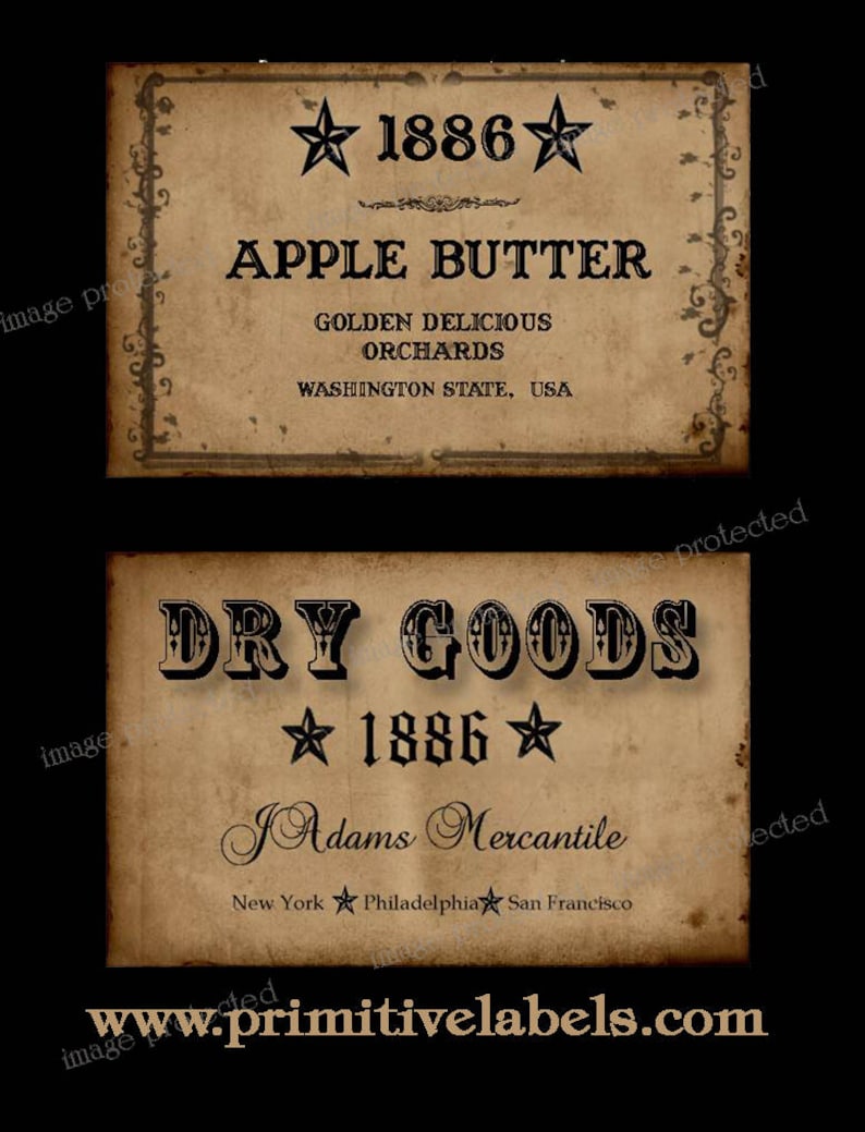 Vintage Primitive Apple Butter and Dry Goods Labels Instant Download ...