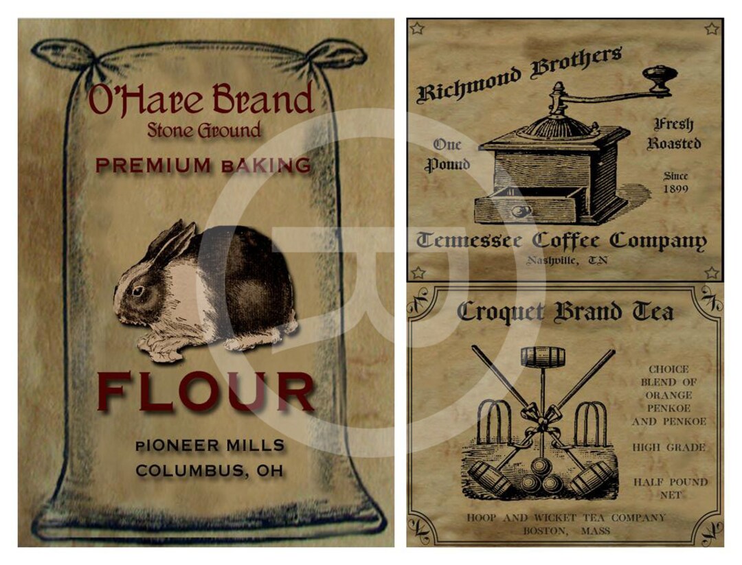 Vintage Primitive Can or Box Labels Instant Download - Etsy