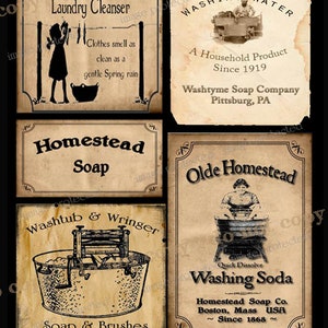 Vintage Primitive Farmhouse Style Labels Instant Download 222 - Etsy