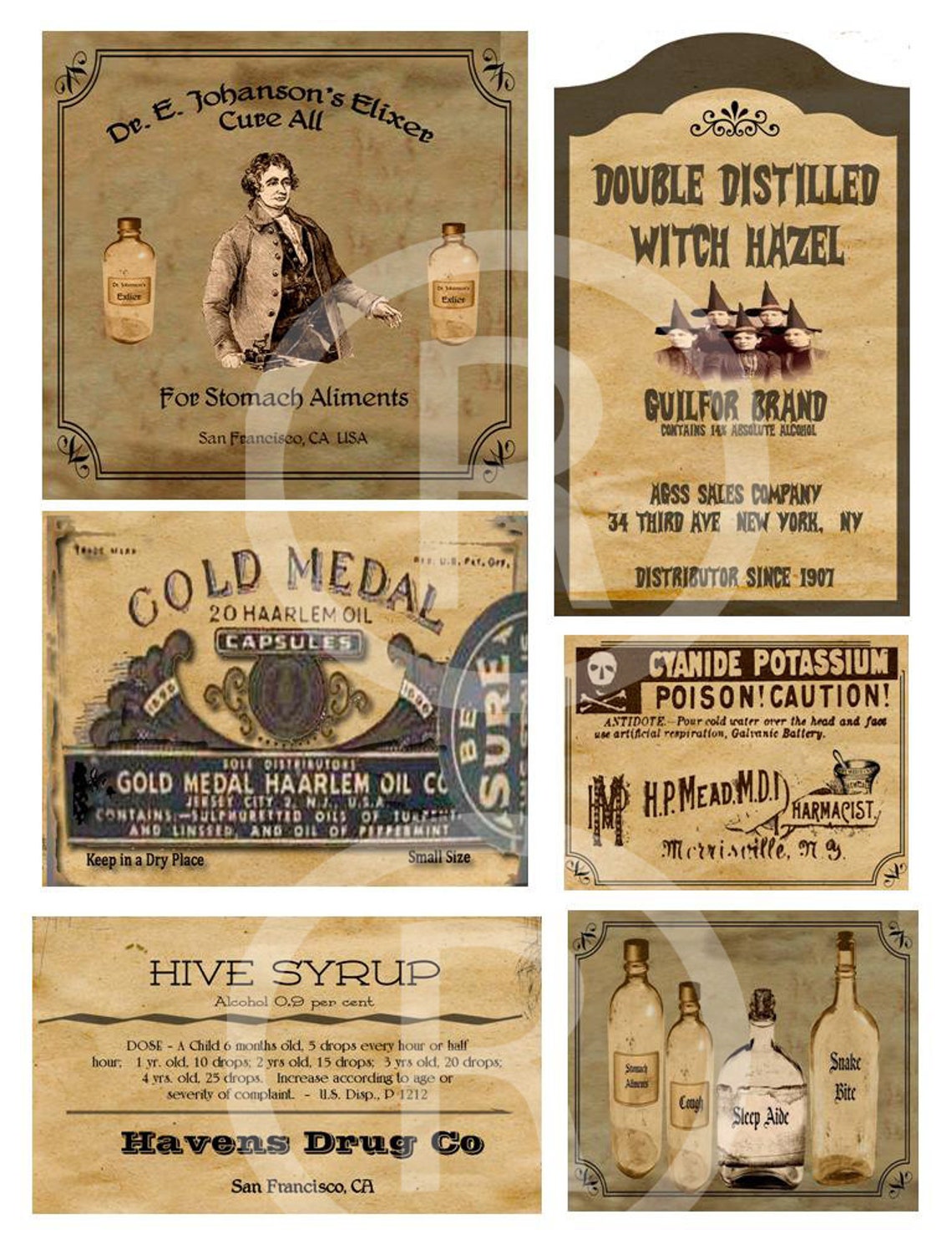 Farmhouse Primitive Pharmacy / Bathroom Labels Instant - Etsy