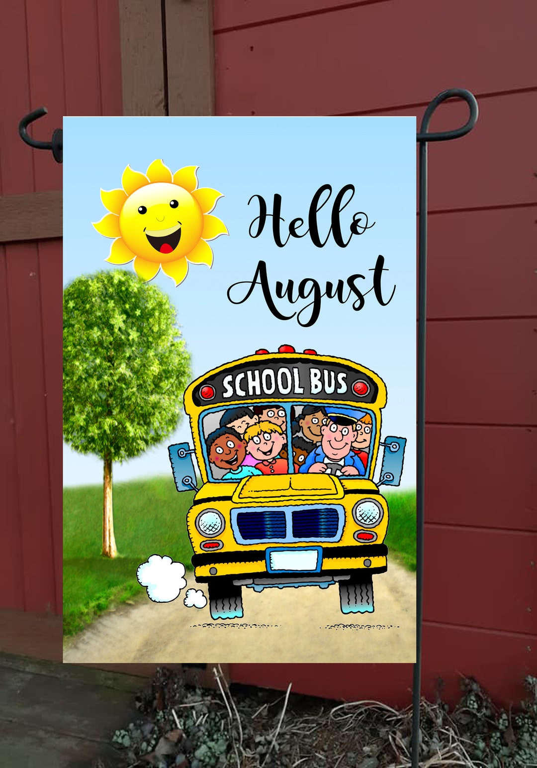 Hello August School Bus Garden Flag G1650 - Etsy