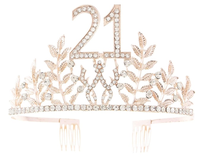 Rose Gold 21 Tiara, 21st Birthday Party Supplies and Accessories for ...