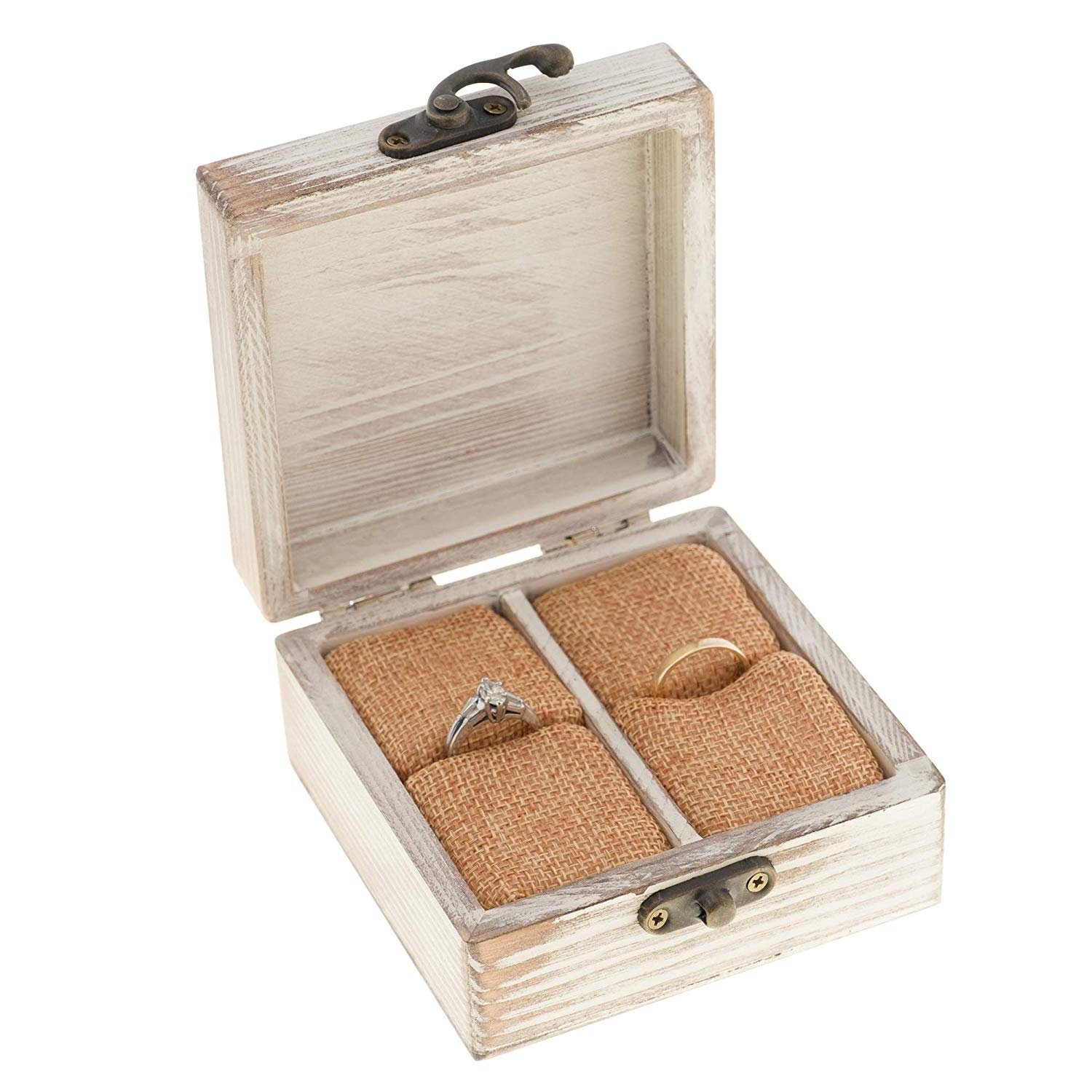 Wood Ring Bearer Box Wedding Engagement Ring Holder Box Decorative ...