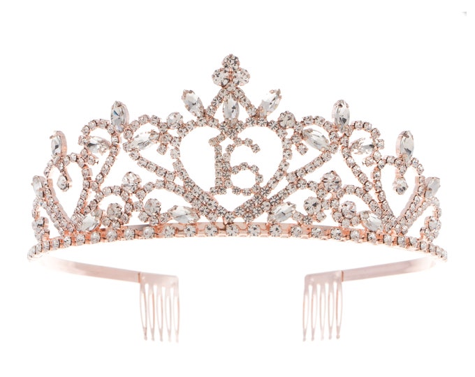 Sweet 16 Tiara 16th Birthday Party Accessories Supplies, Crown Rose ...