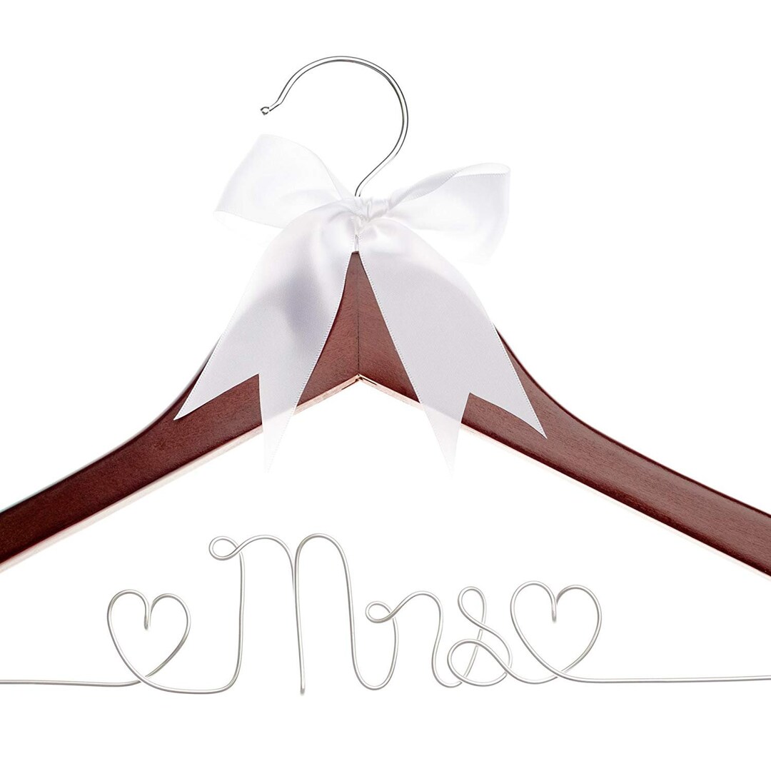 Mrs Wedding Dress Hanger, Wood and Wire Hangers for Brides (mahogany ...