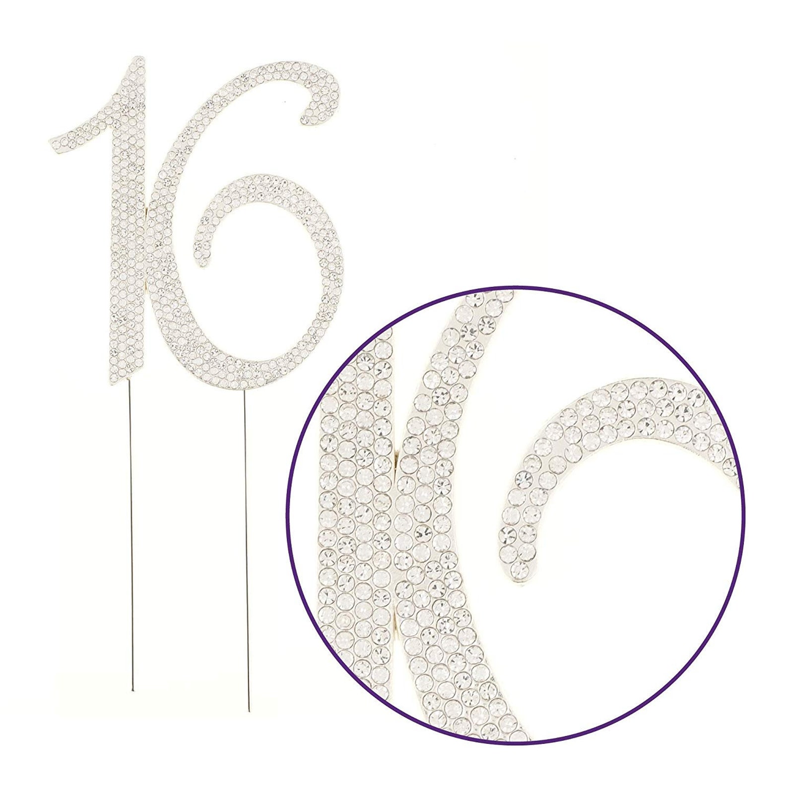 Sweet 16 Cake Topper Silver Crystal Rhinestone Number 16th - Etsy