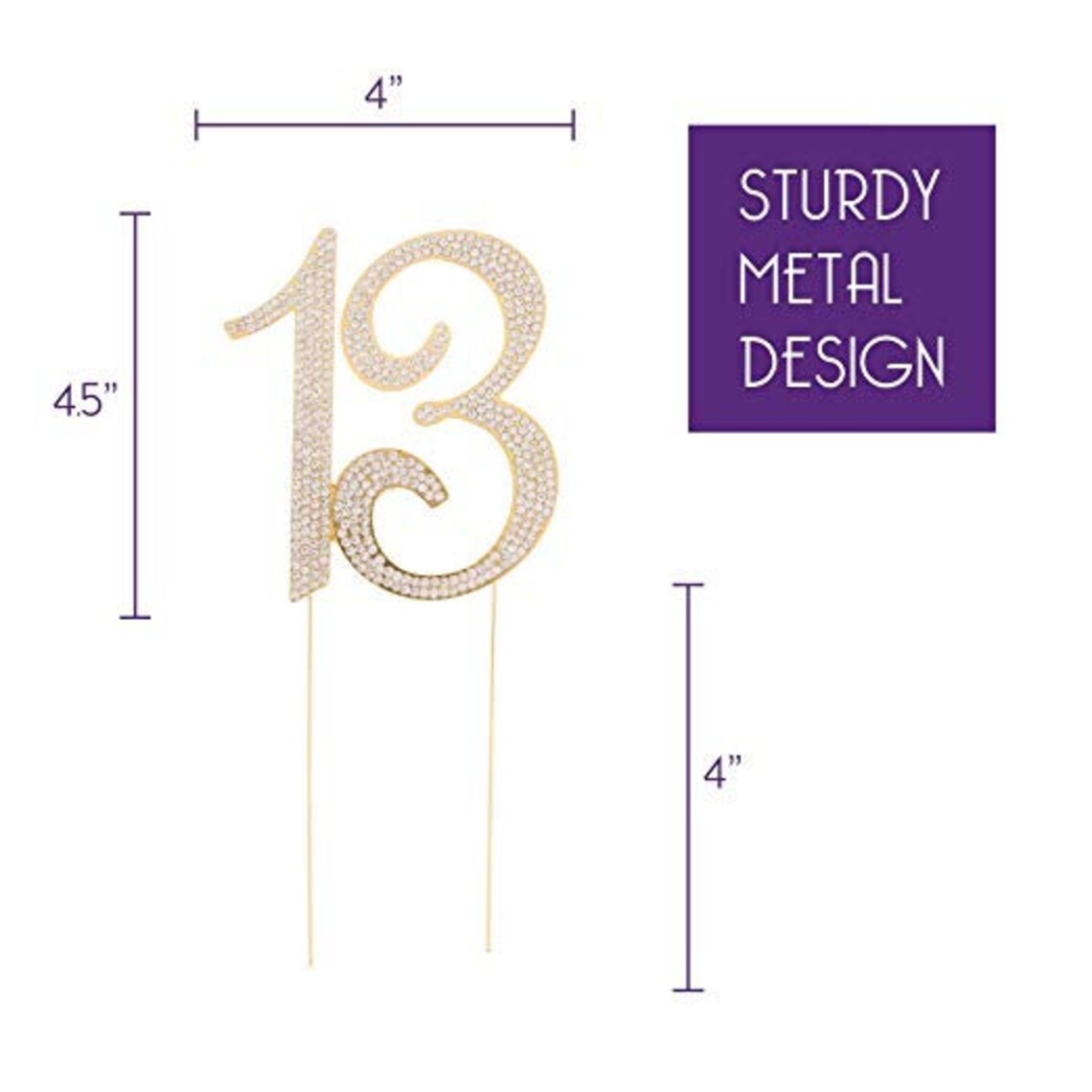 13 Cake Topper for 13th Birthday Party Rhinestone Metal | Etsy