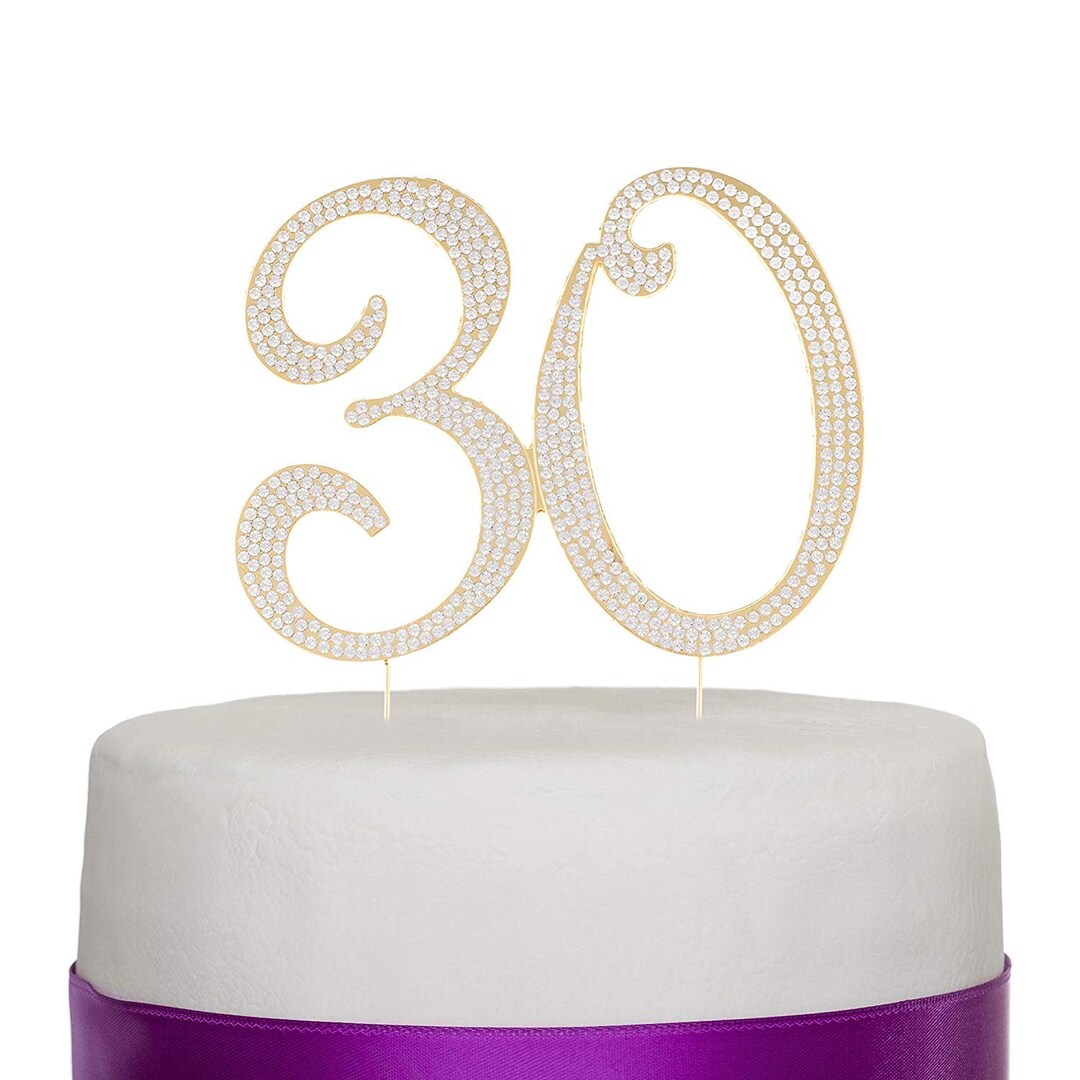30 Cake Topper for 30th Birthday or Anniversary Party Decorations ...