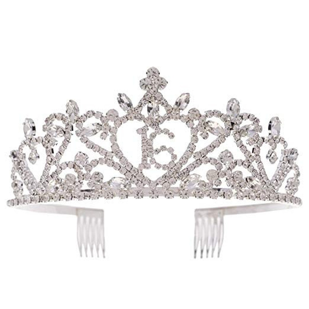 Sweet 16 Tiara 16th Birthday Party Accessories Supplies, Crown Silver ...