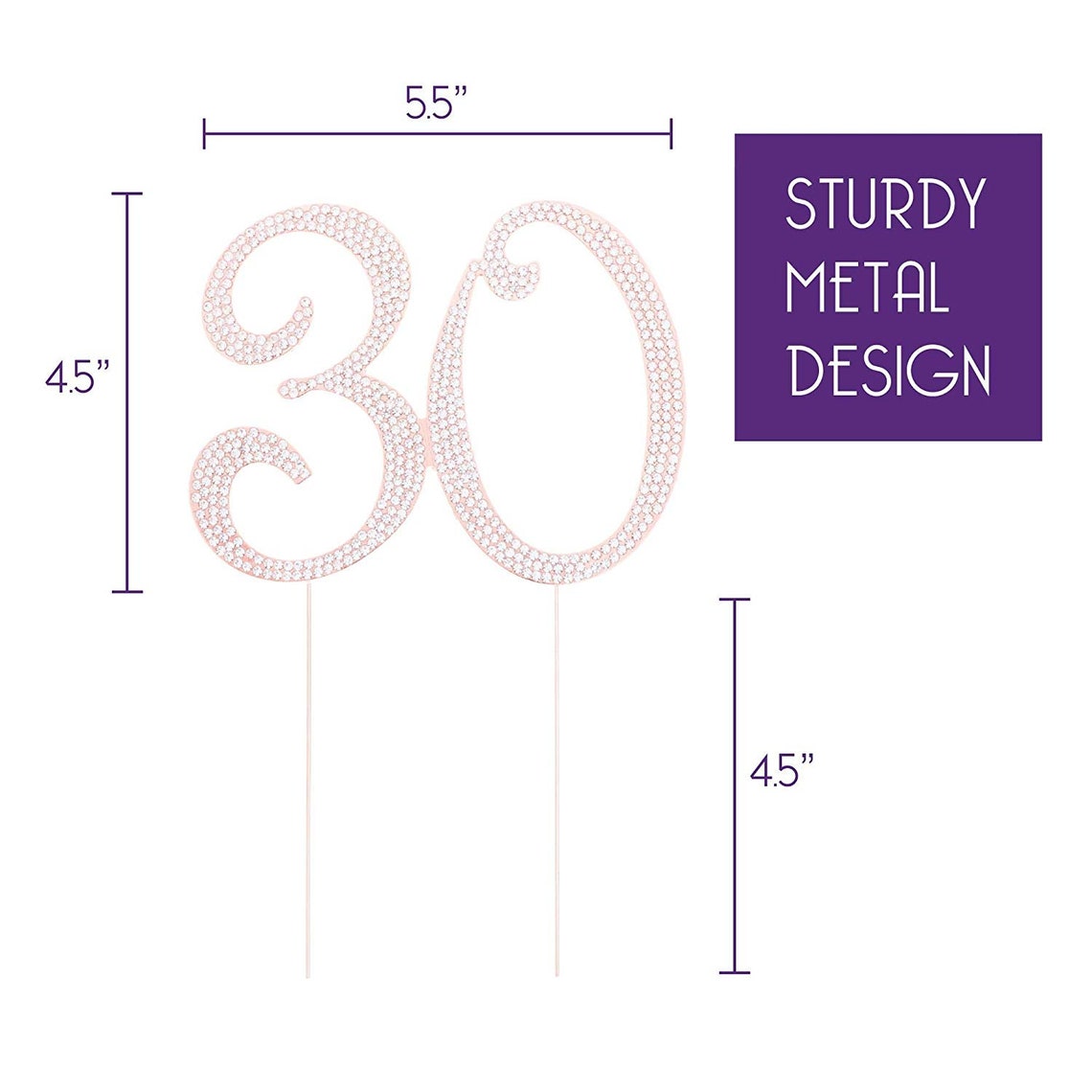 30 Cake Topper for 30th Birthday or Anniversary Party Decorations ...