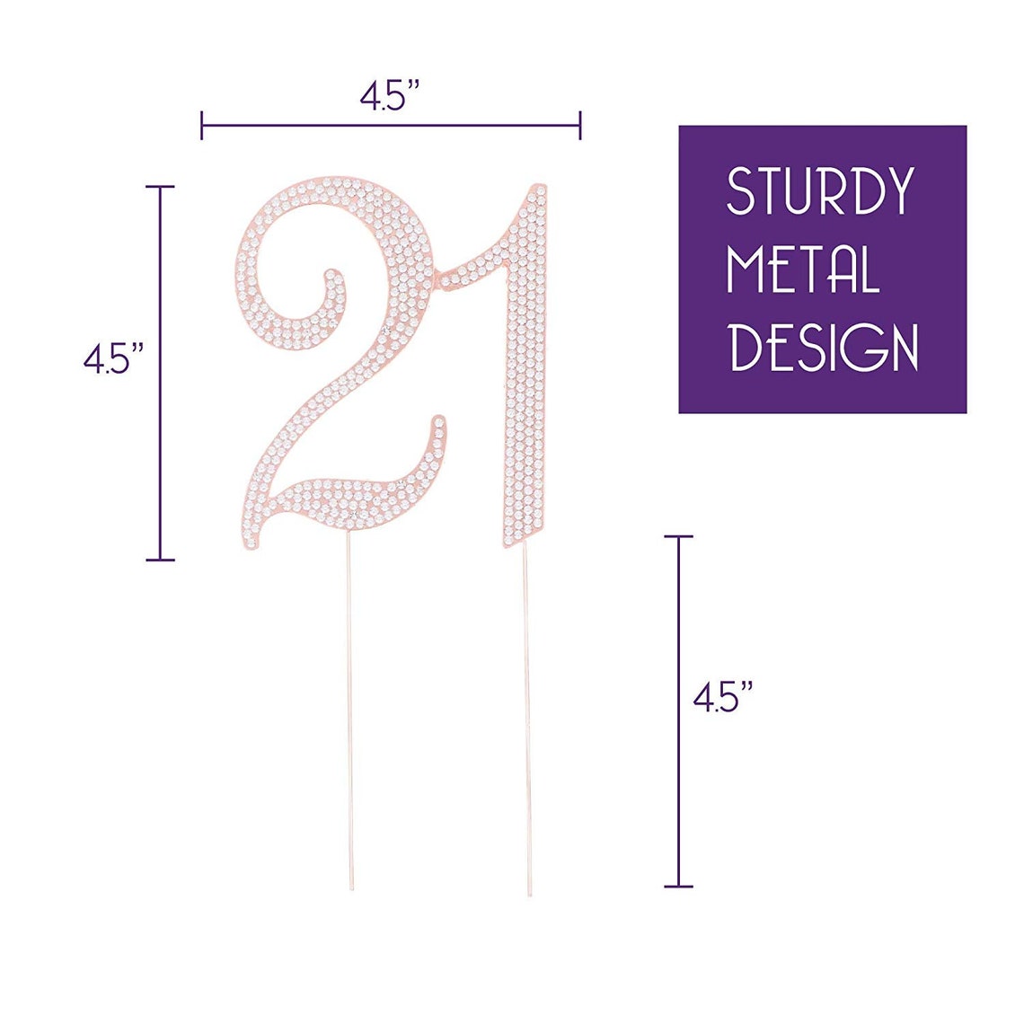 21 Cake Topper 21st Birthday Party Decorations Rose Gold | Etsy