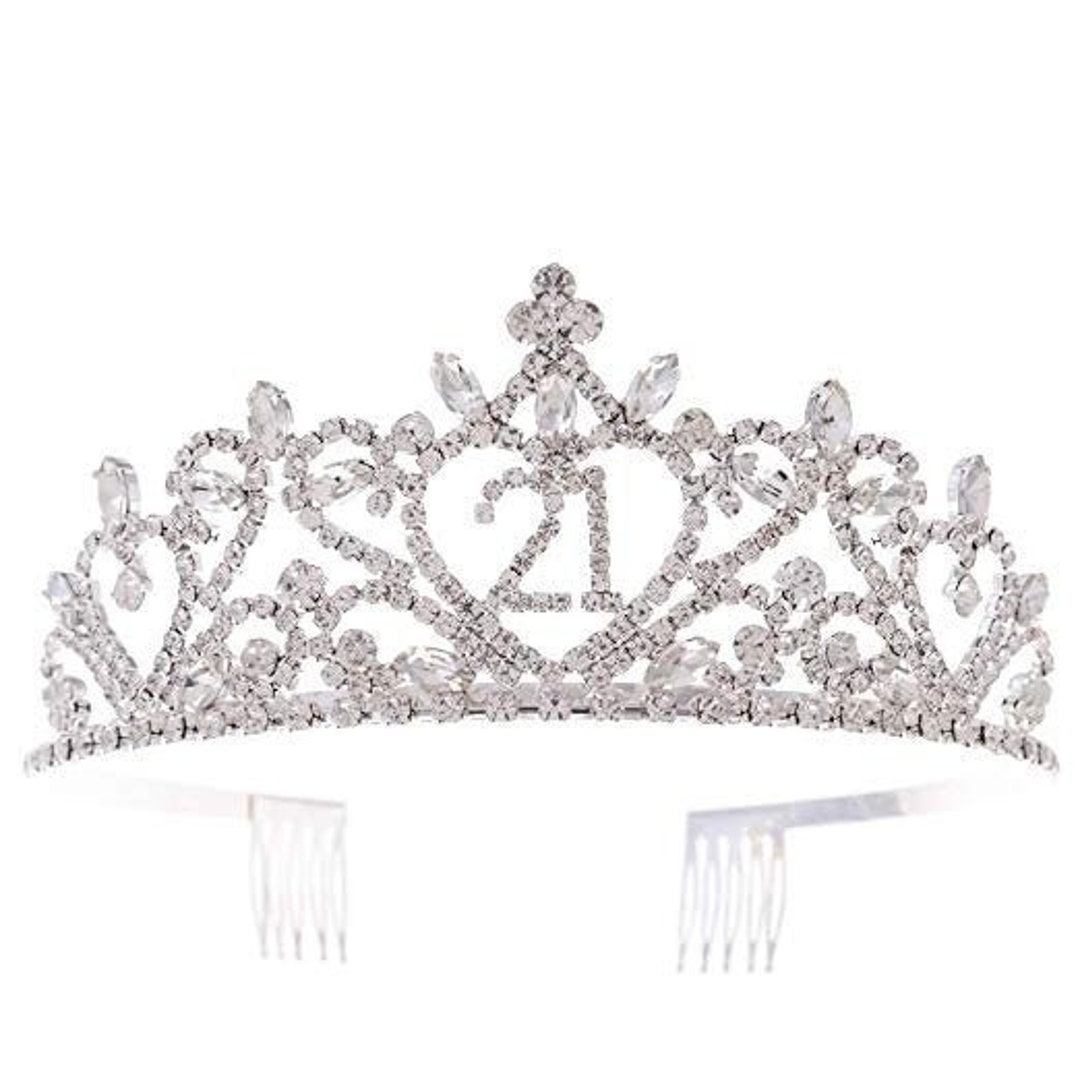 21 Tiara 21st Birthday Party Accessories Supplies, Crown Silver (21 ...