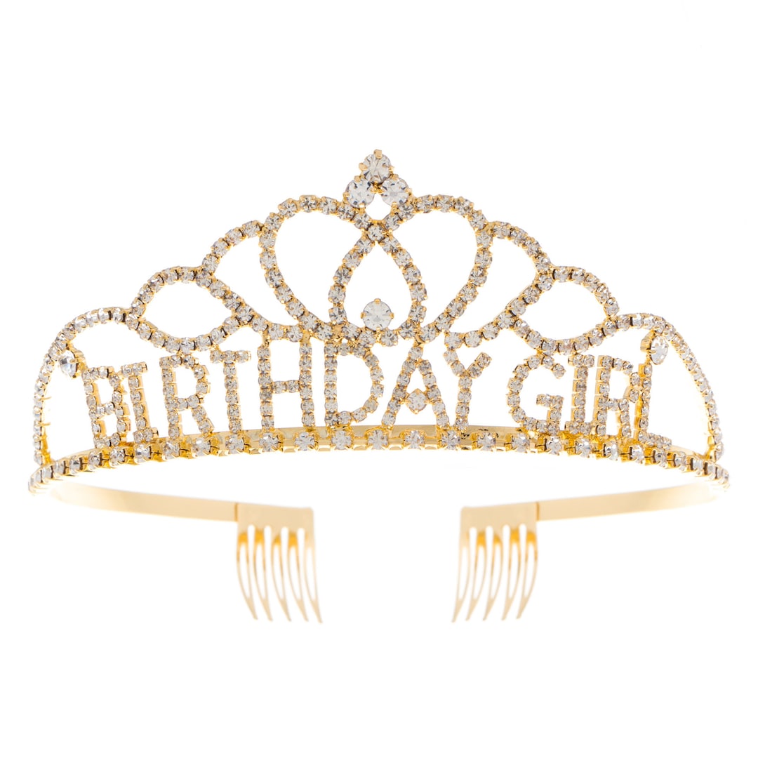 Birthday Girl Tiara, Gold Crown for Women, Party Accessories, Metal ...