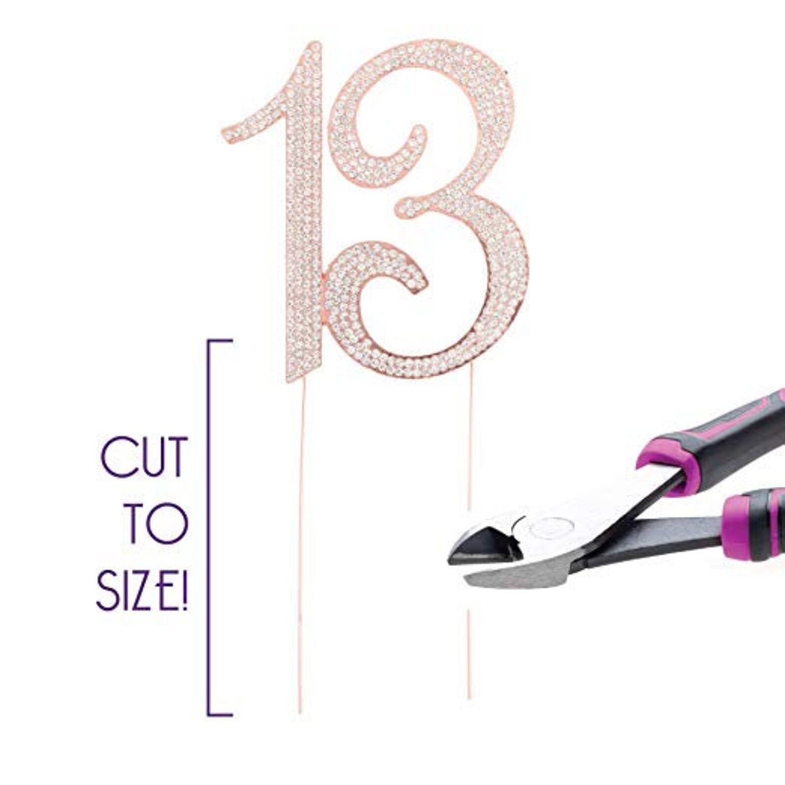 13 Cake Topper for 13th Birthday Party Rhinestone Metal - Etsy