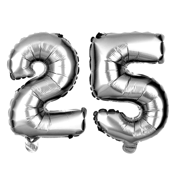 25 globos número 25 globos de fiesta de cumpleaños 25 números | Etsy