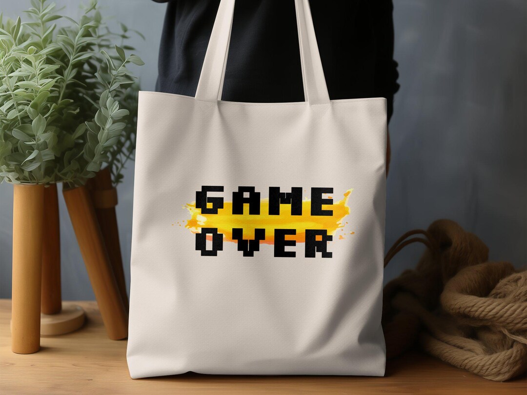 Game Over Tote Bag, Retro Gaming Tote, Gamer Gift, Cool Tote Bag, Geeky ...
