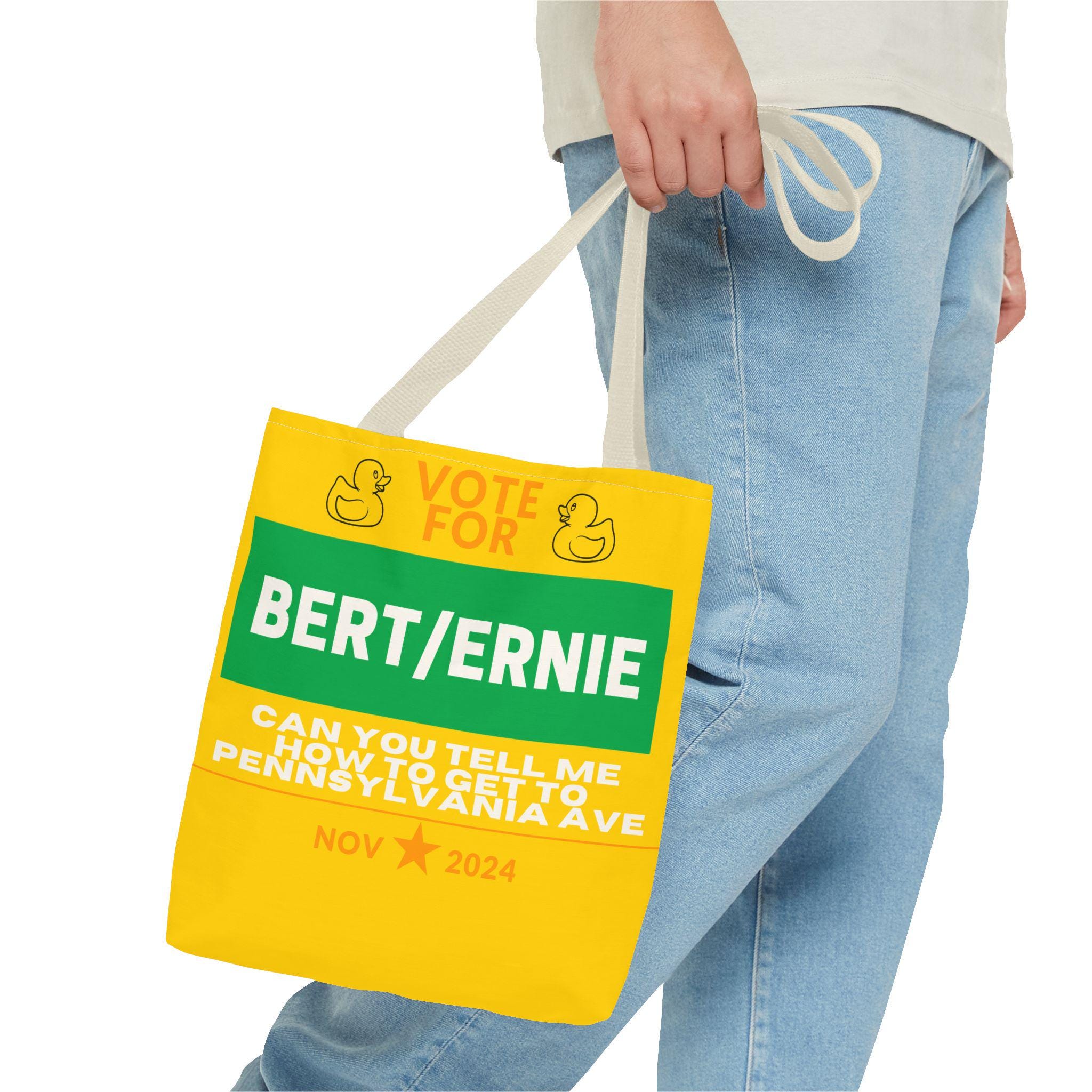 Bert and Ernie Tote Bag AOP Election 2024, White House, Sesame, Accent ...