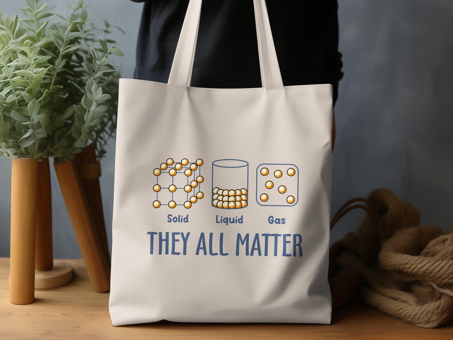 Funny Science Tote Bag, Geeky Chemistry Design, Solid Liquid Gas Print ...