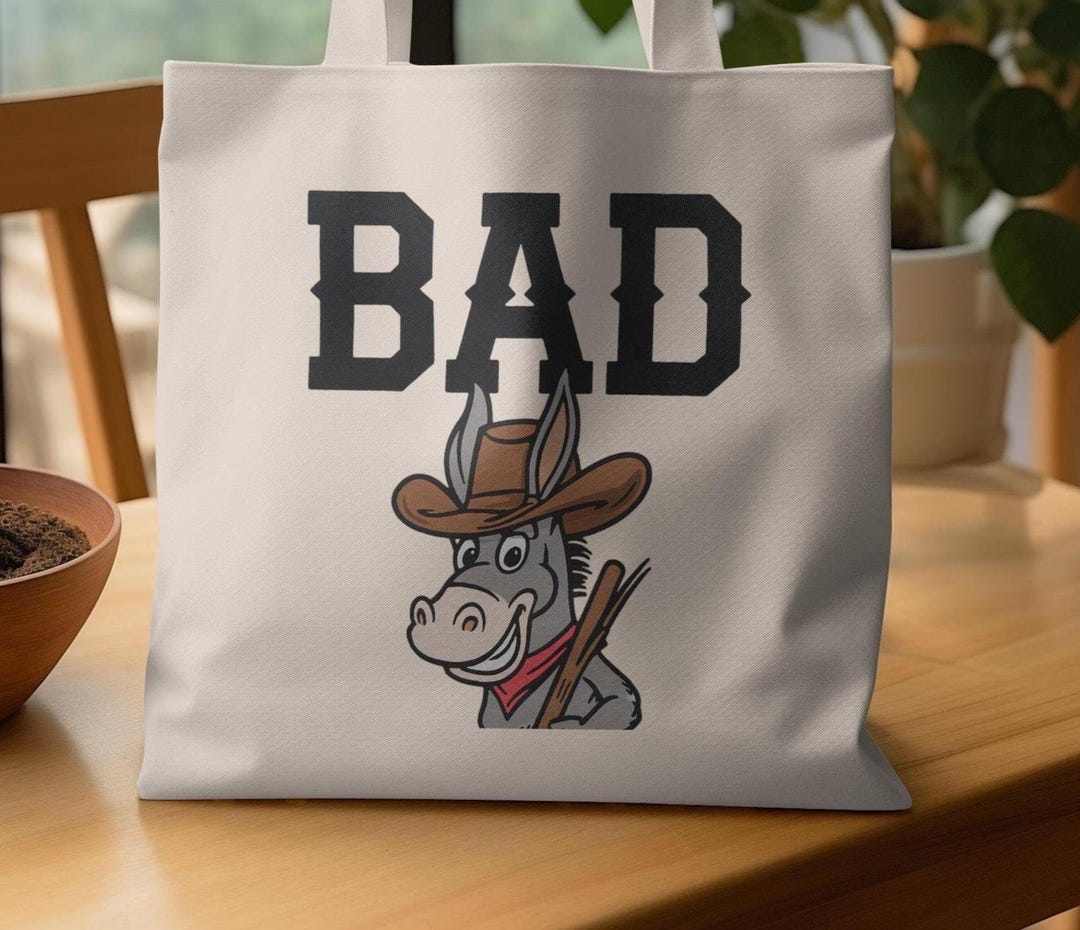 Bad Donkey Tote Bag, Funny Cartoon Animal Tote, Unique Tote Bag Daily ...