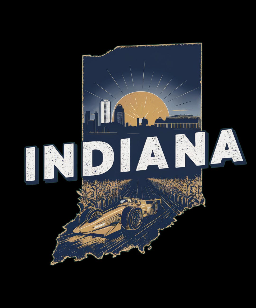 Indiana Skyline Tote Bag, Unique Indianapolis Design, Racer Car Graphic ...