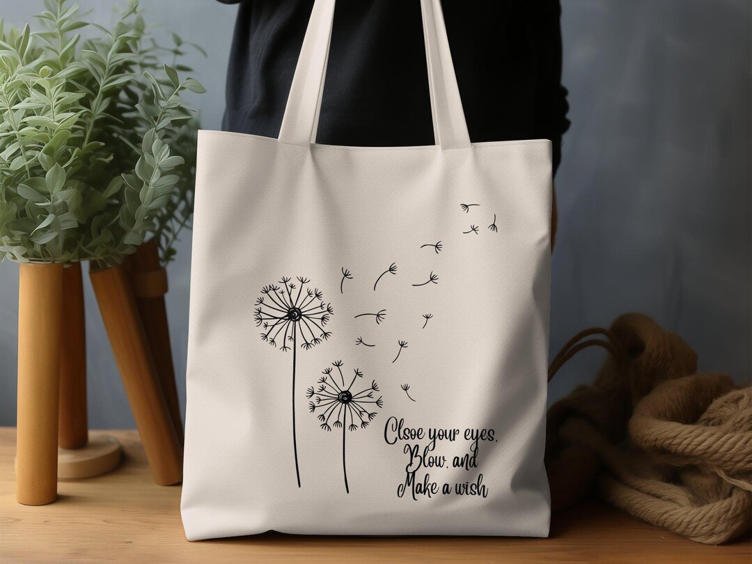 Dandelion Tote Bag, Wish Canvas Bag Eco-friendly Reusable Shopping Bag ...