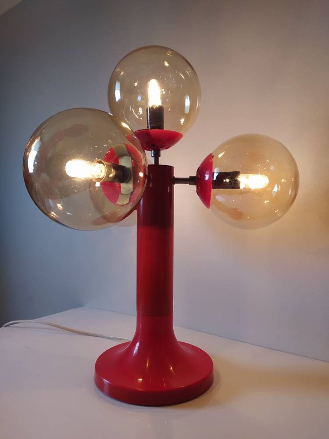 1970s Red Globe Table Lamp Mid-century Modern Space Age Decor - Etsy