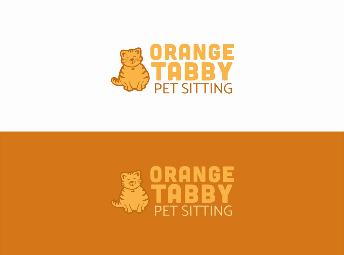 Orange Tabby Fat Cat LOGO, Happy Smiling Pet, Feline Products, Cat Food ...