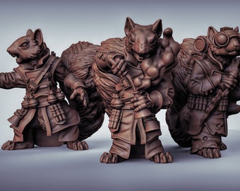 28mm Squirrel Fighters Miniatures Set of 3 for Dungeons and Dragons ...