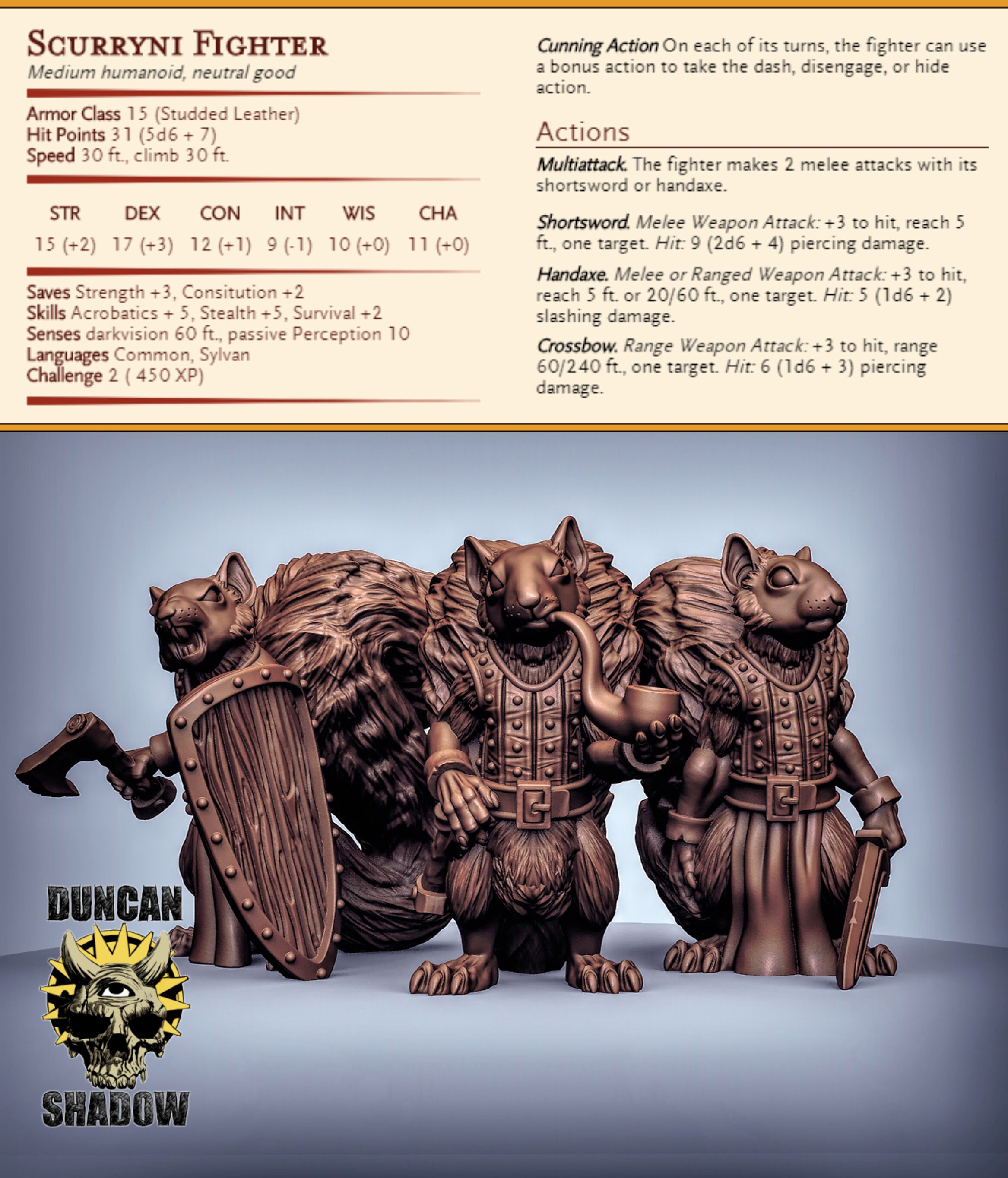 28mm Squirrel Fighters Miniatures Set of 3 for Dungeons and | Etsy