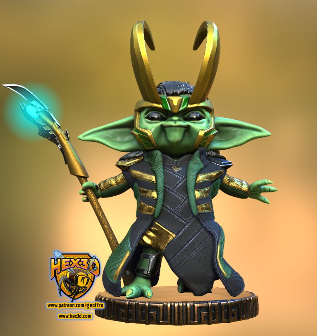 Groki Loki/baby Yoda Mash up UNPAINTED Resin 3D Printed Figurine - Etsy