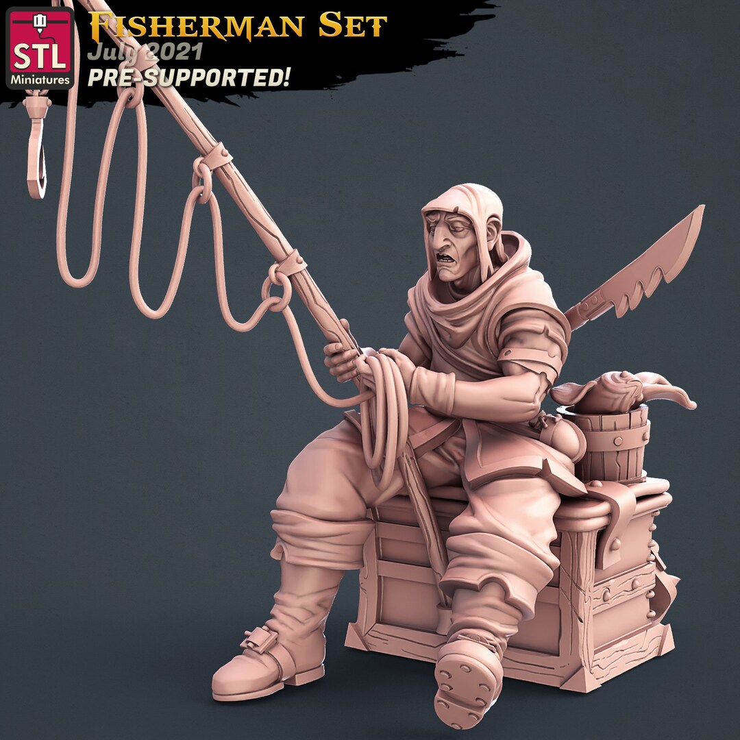 Fantasy Props Fisherman Miniature NPC Dungeons and Dragons, Pathfinder ...