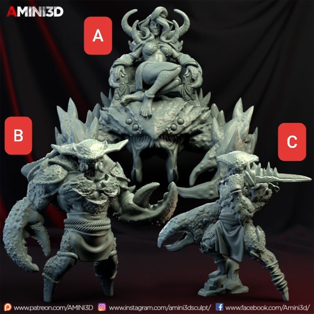 Crab Folk - Resin Miniatures - Dnd - Dungeons and Dragons - Pathfinder ...