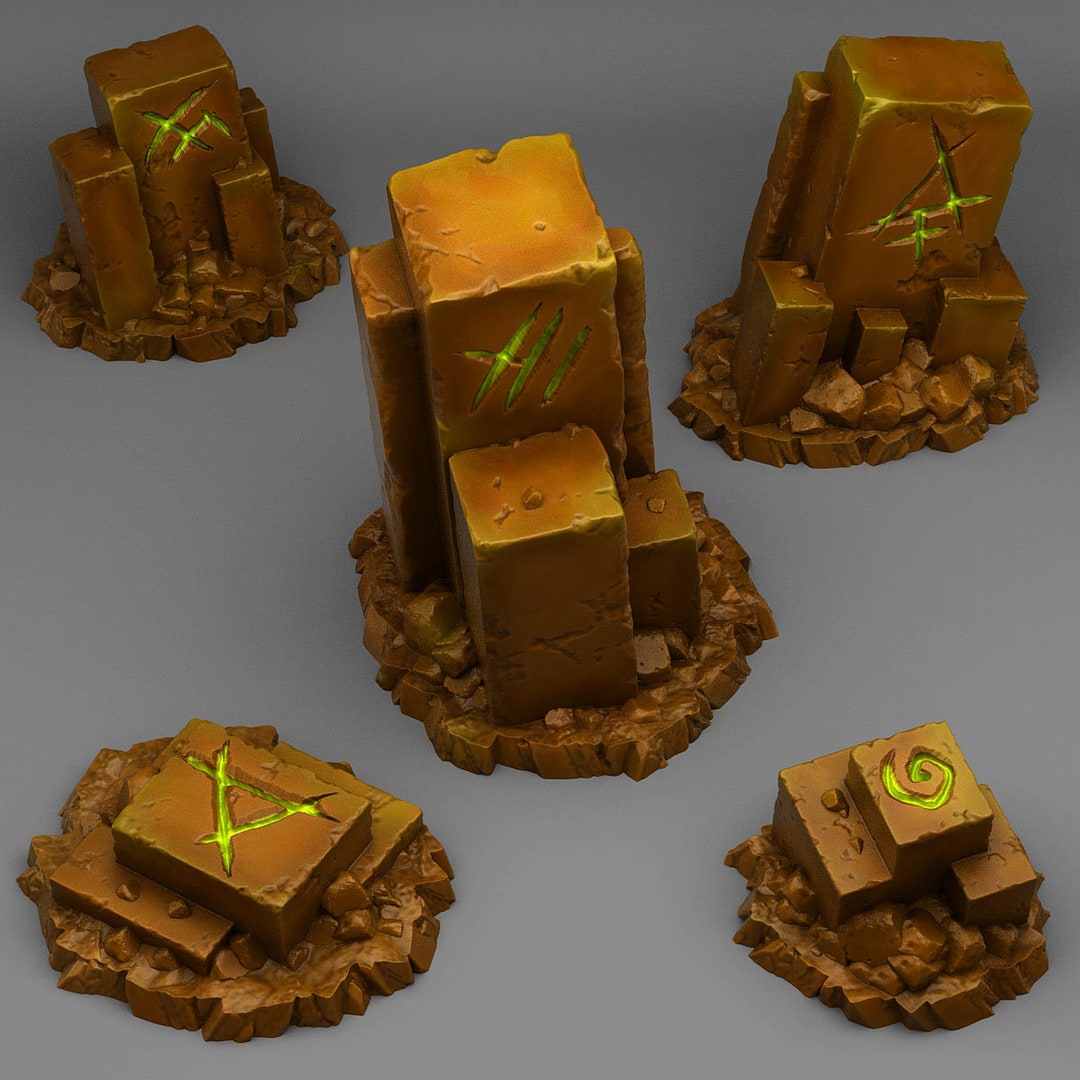 Ancient Magic Stones Plants and Rock Terrain Set of 5 Dungeons and ...