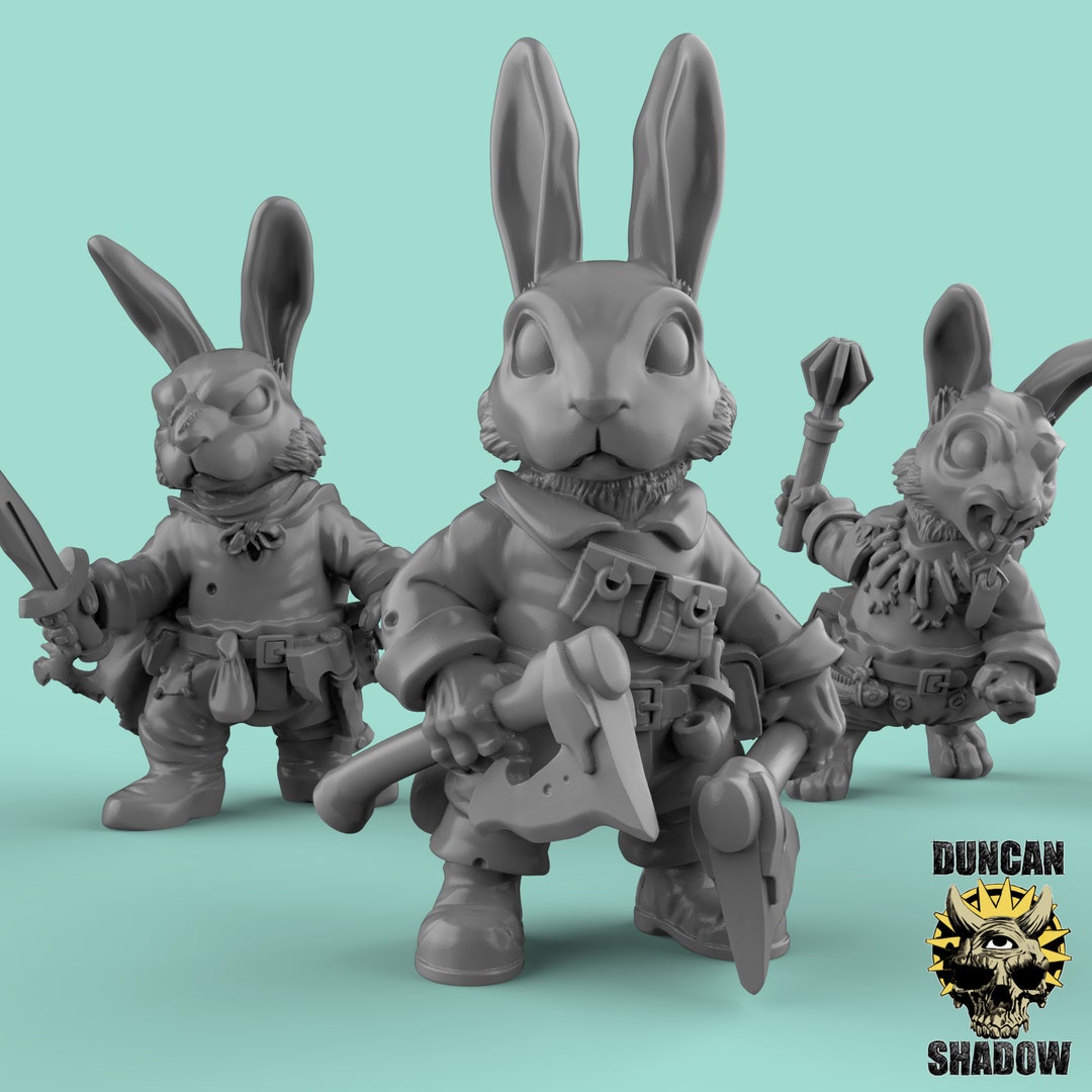28mm Rabbitfolk With Hand Weapons Miniatures Set of 3 for Dungeons and ...
