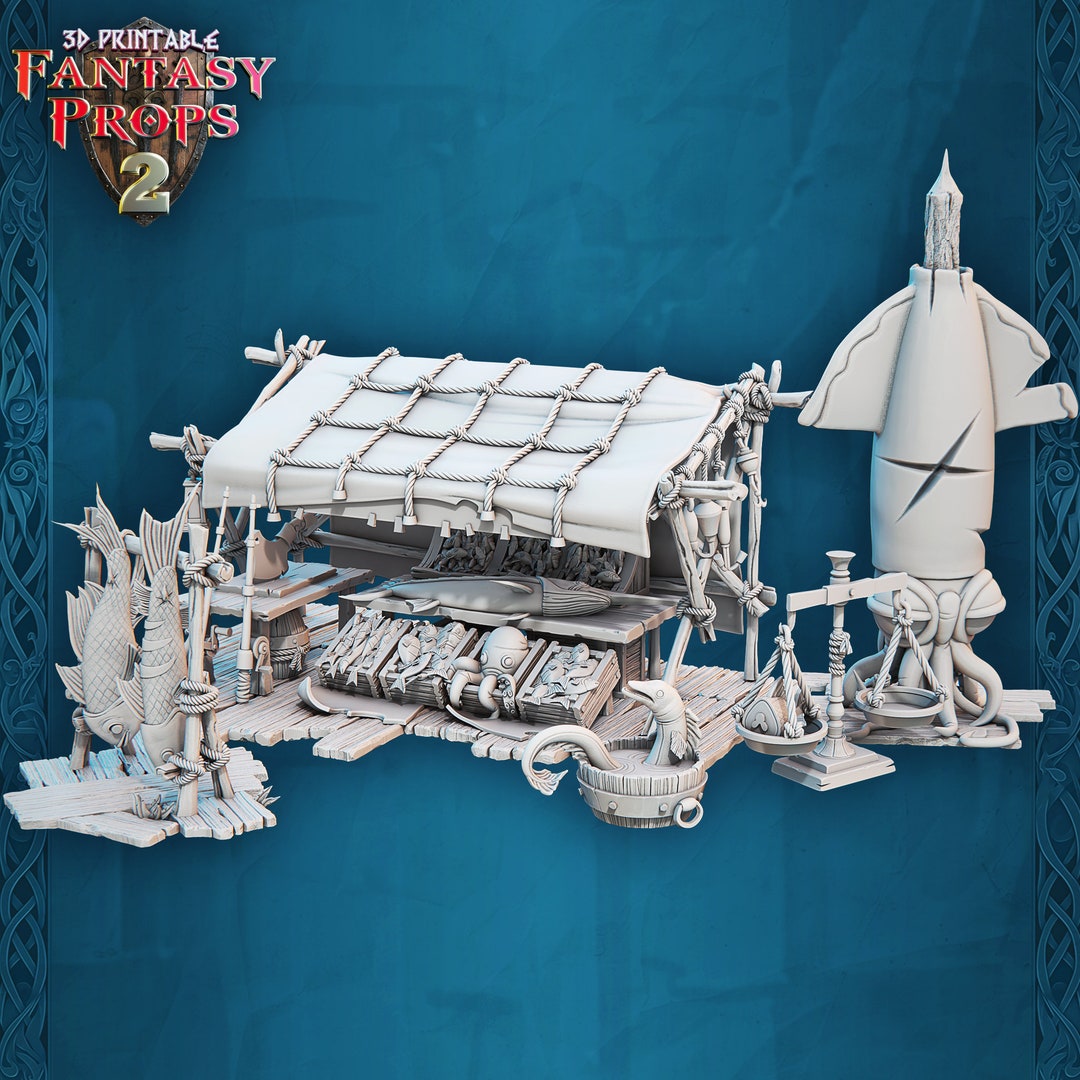 Fantasy Npcs 2 Props Fish Market Stall Vendor Set Dungeons and Dragons ...