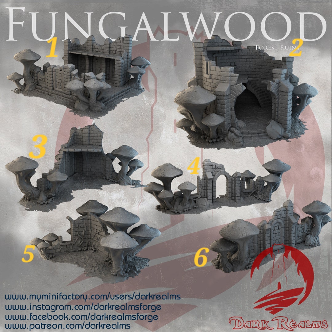 Fungal Ruins for 28 and 32mm Scale Scatter 3D Printed Dungeons and ...