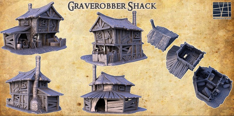 Graverobber Shack 28mm Multi Level Miniature Land Table Top Scenery for ...