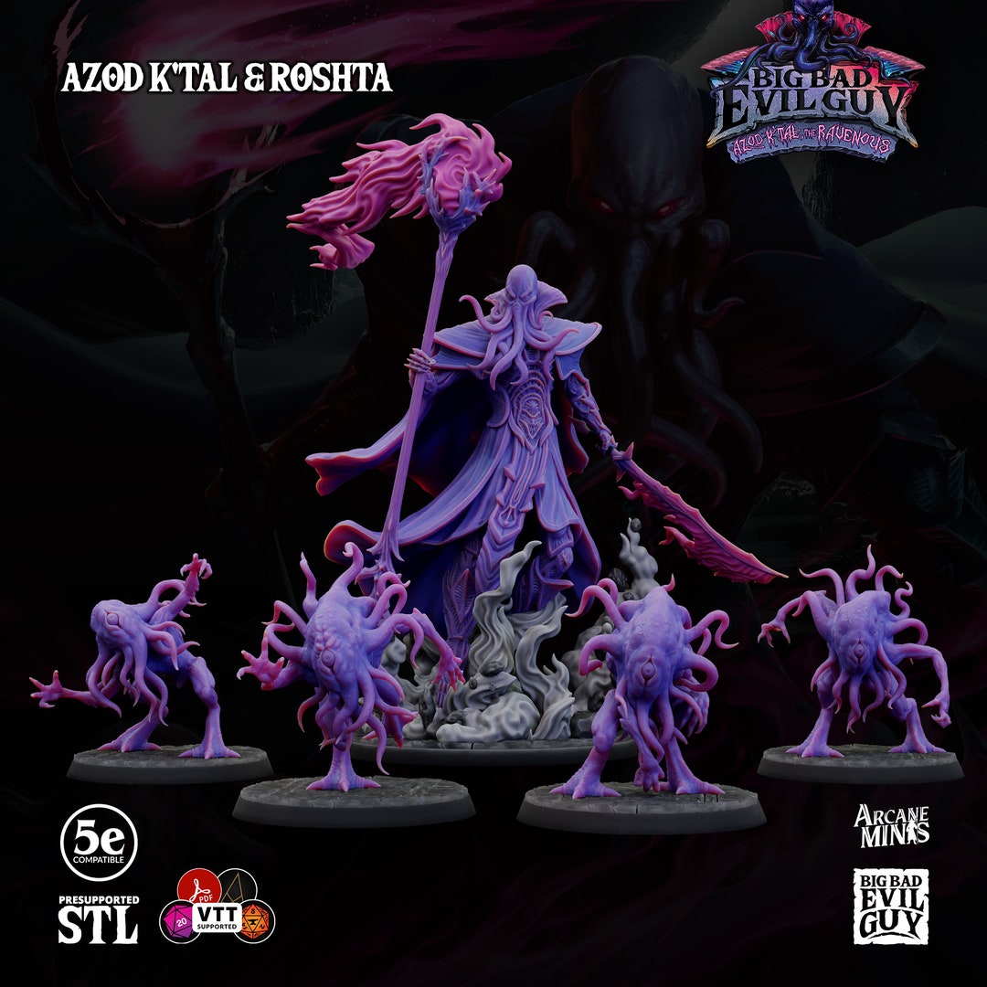 Azod K'tal, the Ravenous and Minions Resin Miniature 32/28mm - for D&D ...