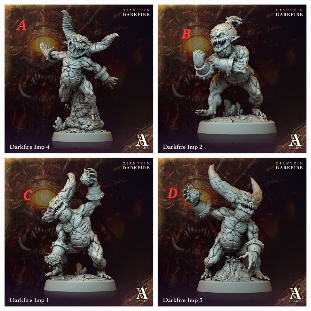 Darkfire Imp - 25mm Base- 4 Poses • 3D Printed Fantasy Miniature • D&D ...