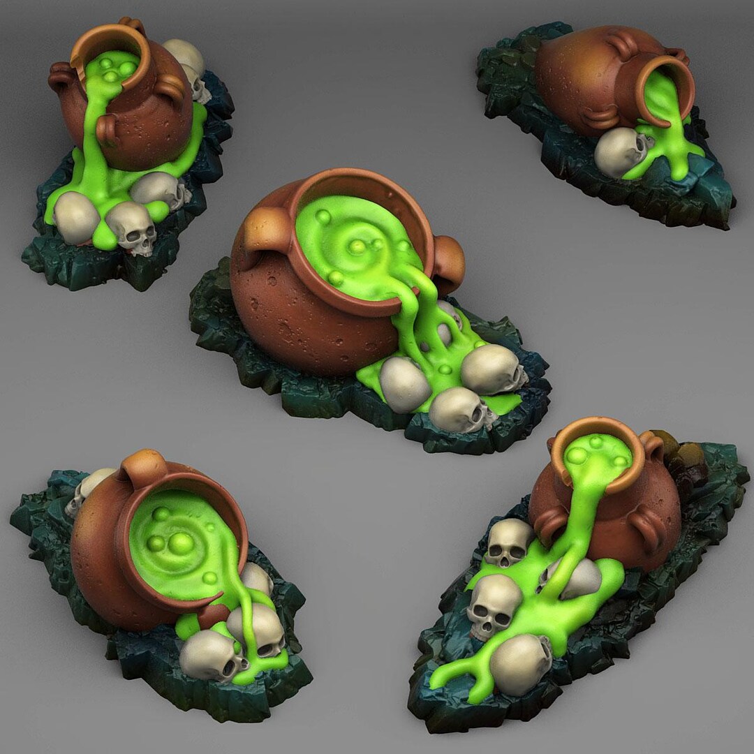 Haunted Witches Cauldron Terrain Set of 5, Dungeons and Dragons RPG 28 ...