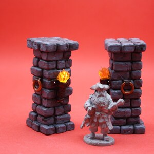 LED Light up Columns With Torches Set of 2 for Dungeons and Dragons ...