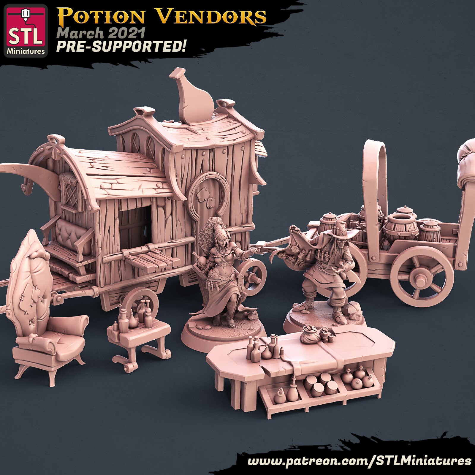 Fantasy Props the Potion Vendor Set Dungeons and Dragons, Pathfinder ...